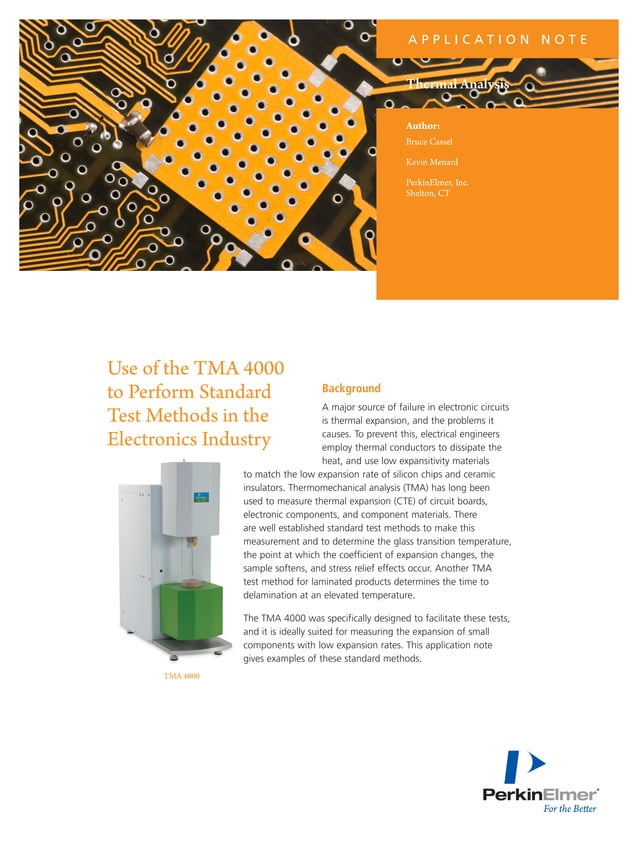 Use of the PerkinElmer TMA 4000 to Perform Standard Test Methods in the ...