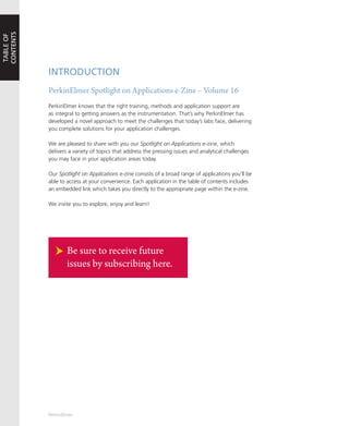 PerkinElmer Spotlight on Analytical Applications e-Zine – Volume 16 | PDF