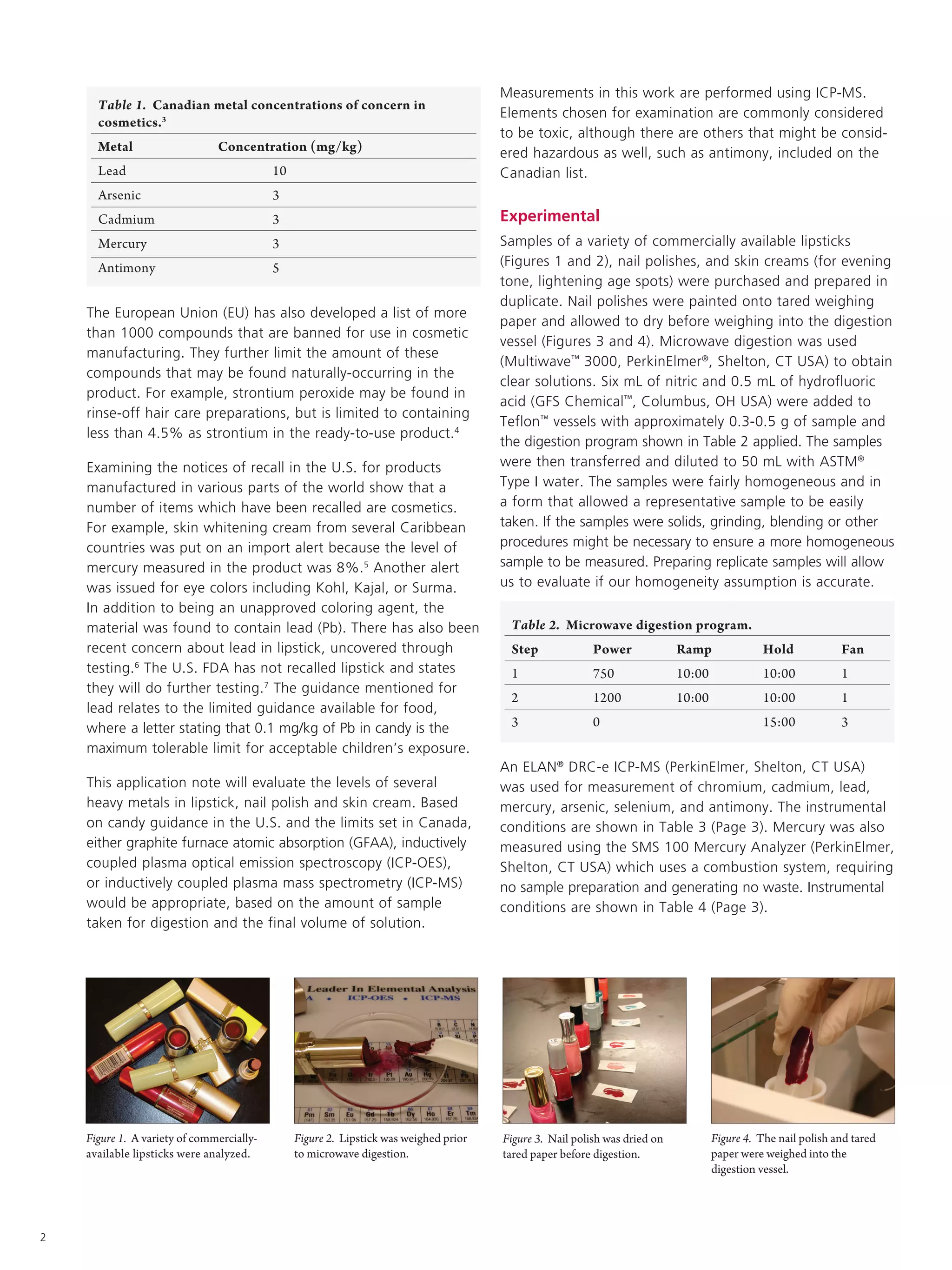 PerkinElmer: The Determination of Metals in Cosmetics Application Note ...