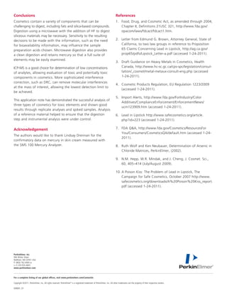 PerkinElmer: The Determination of Metals in Cosmetics Application Note ...