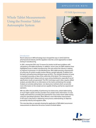 PerkinElmer: Whole Tablet Measurements Using the Frontier Tablet ...