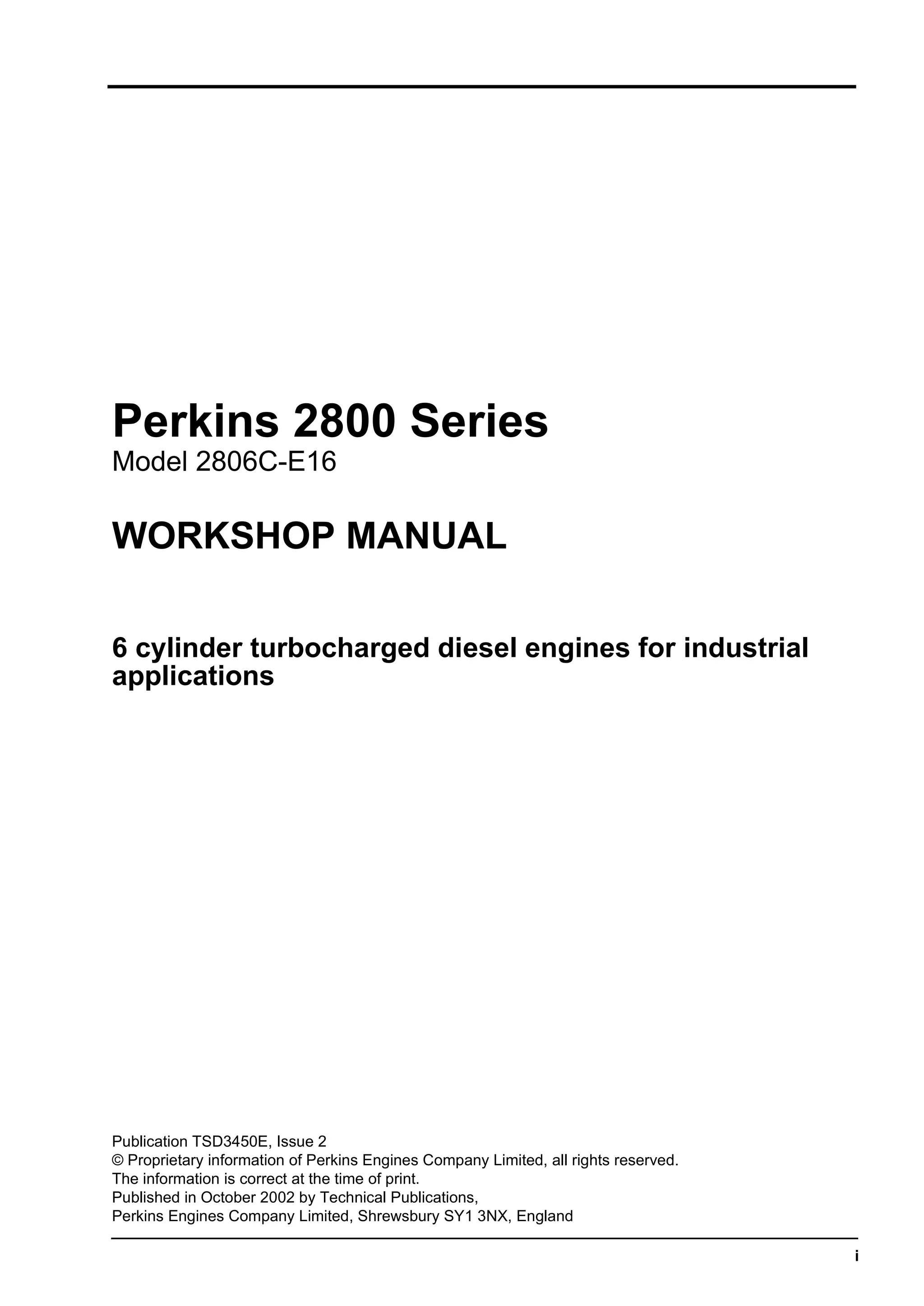 Perkins 2800 series 2806 c e16 diesel engine service repair manual | PDF