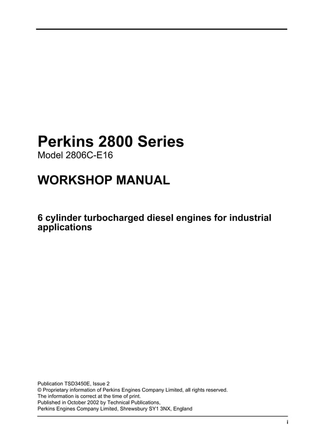 Perkins 2800 series 2806 c e16 diesel engine service repair manual | PDF