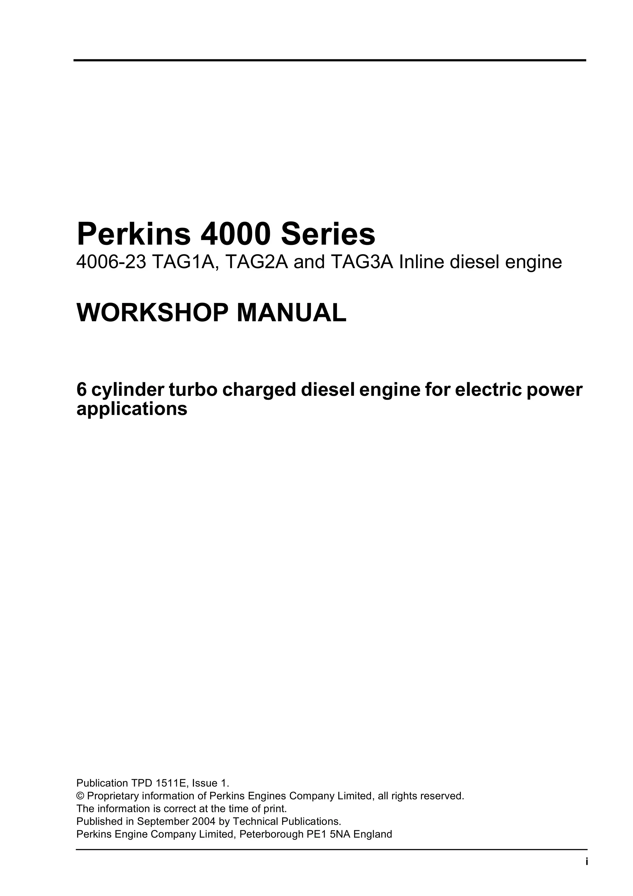 Perkins 4000 series 4006 23 tag1 a inline diesel engine service repair ...