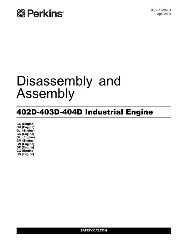 Disassembly and Assembly Guide for Perkins 402D-05, 403D-07, 403D-11 ...