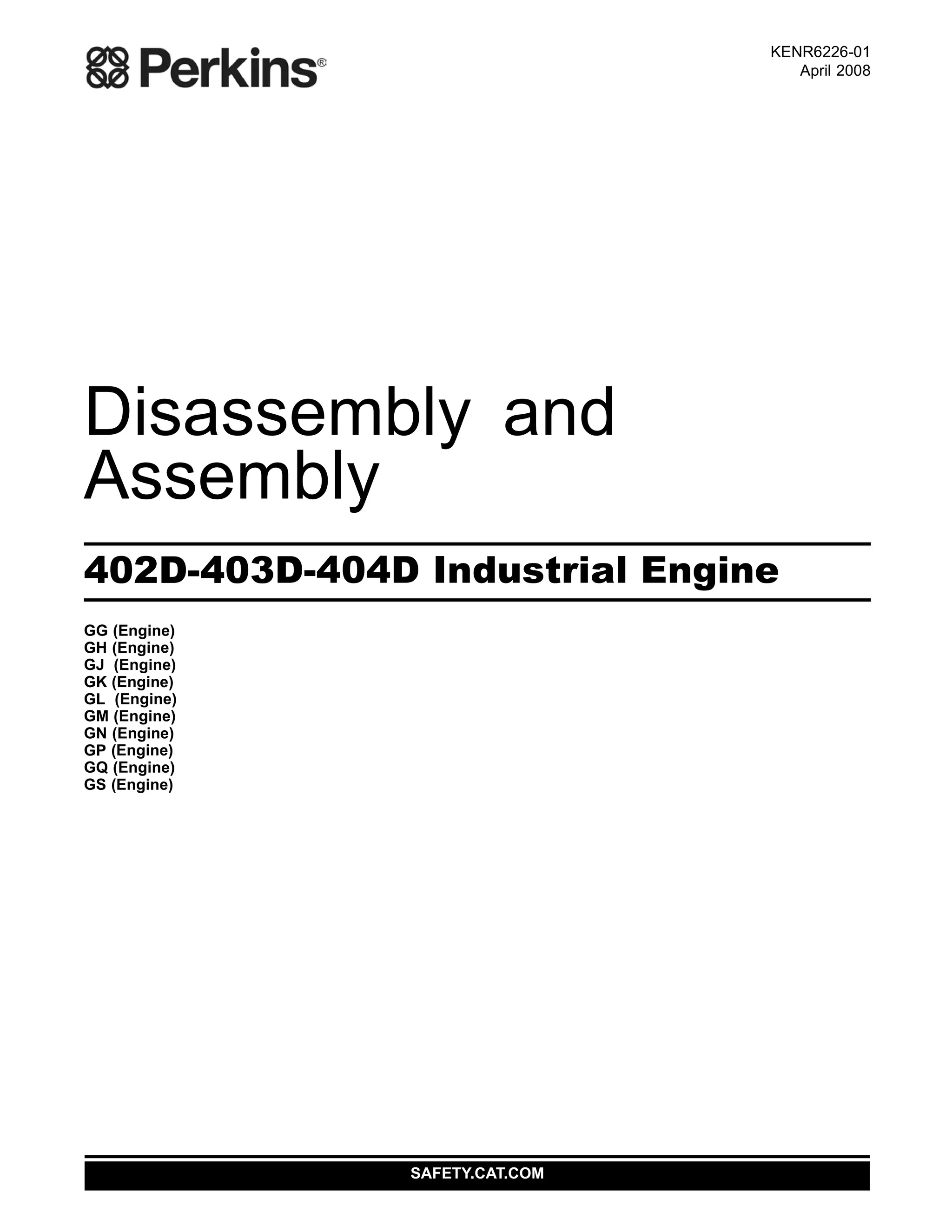 Perkins 400 series 402 d 403d 404d industrial engine (model gm) service ...