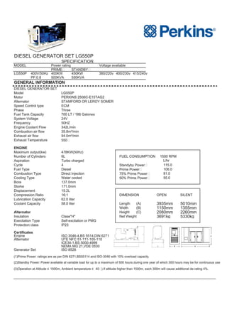 Genset/ Generator Set 500KVA | PDF | Power and Energy Industry | Industries