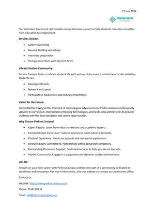 Perkins Campus - Leading Software Training Institute in Nagercoil | PDF