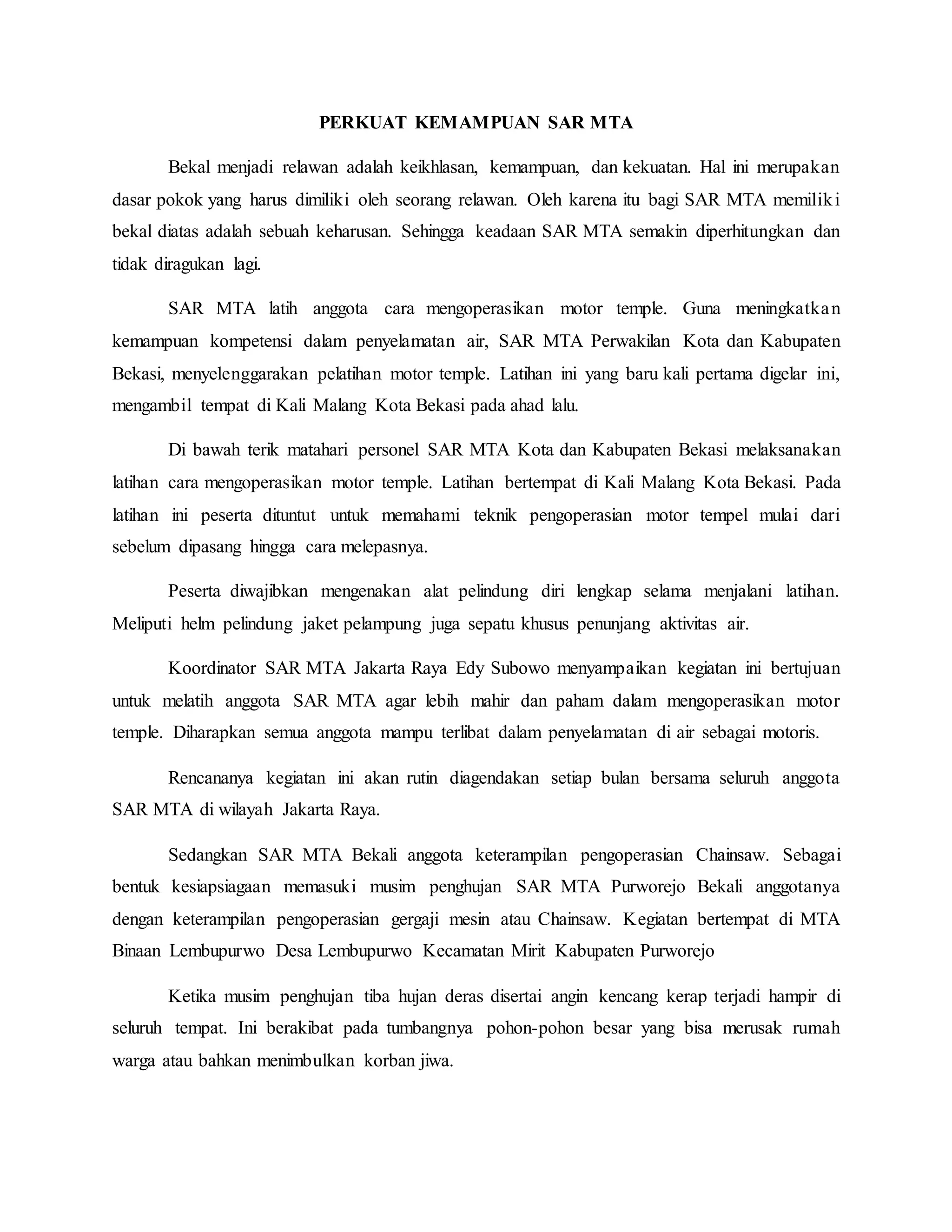 Perkuat kemampuan sar mta | PDF