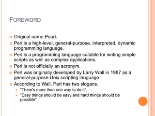 Perl | PPTX | Programming Languages | Computing
