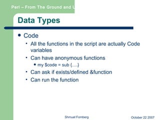 Perl from the ground up: variables and data types | PPT