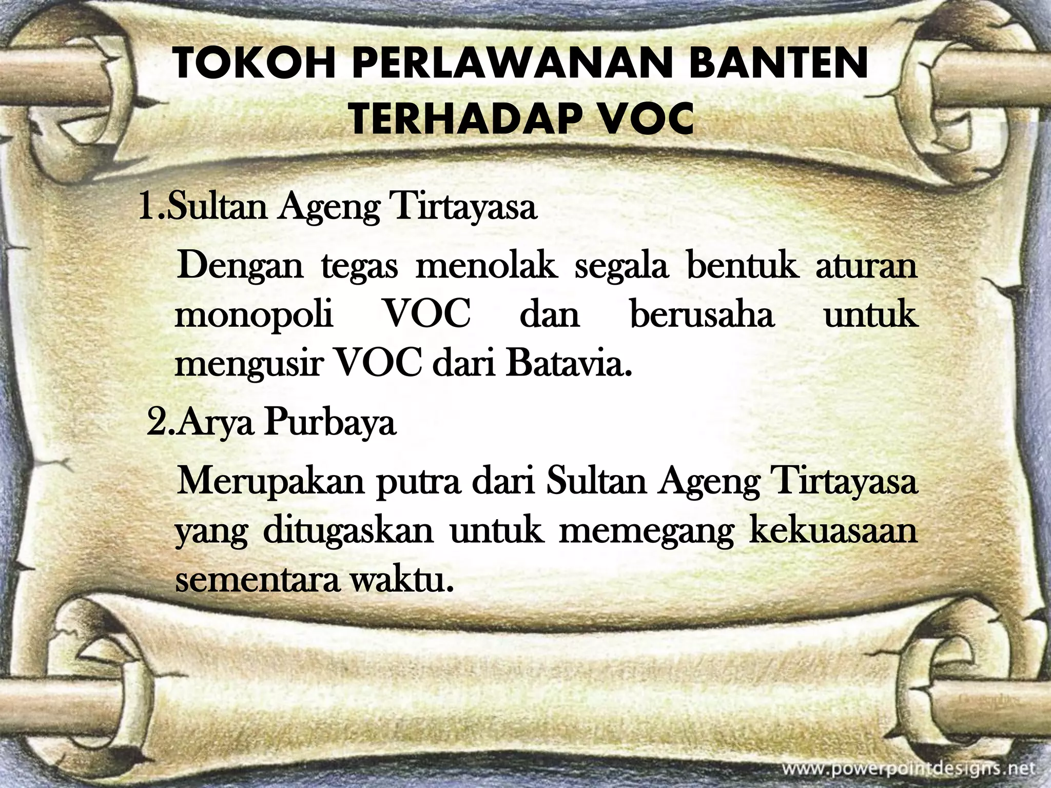 PPT Perlawanan Banten Tehadap VOC | Tugas Mapel Sejarah SMA/MA/SMK | PDF