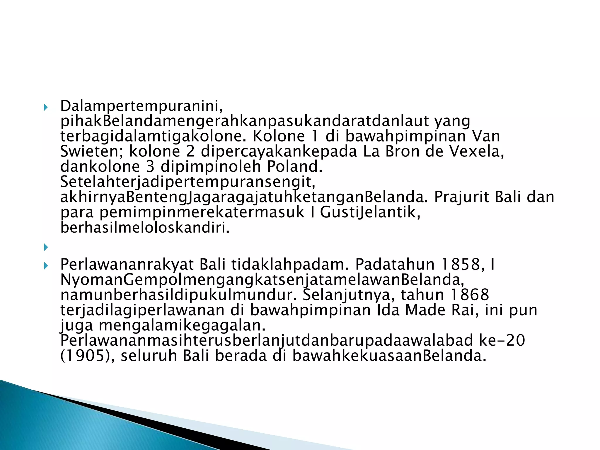 Perlawanan rakyat bali,banjar dan tapanuli | PPTX