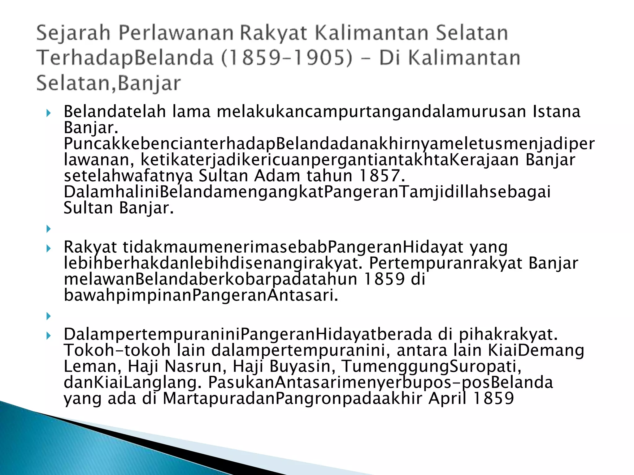 Perlawanan rakyat bali,banjar dan tapanuli | PPTX