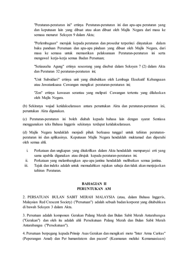 Perlembagaan Persatuan Bulan Sabit Merah Malaysia | DOCX