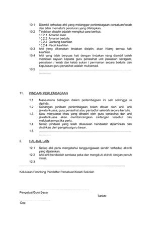 Perlembagaan persatuan | DOCX