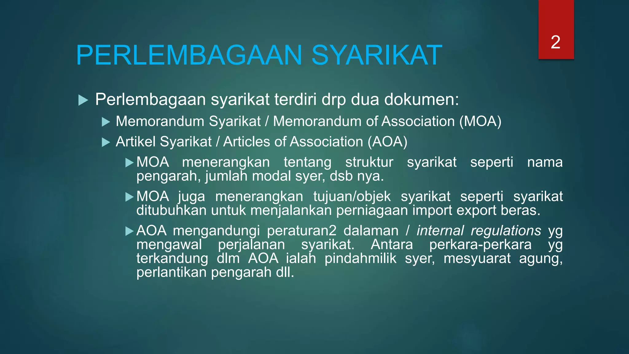 Undang-undang Syarikat - Perlembagaan Syarikat/Company's Consitution | PPTX