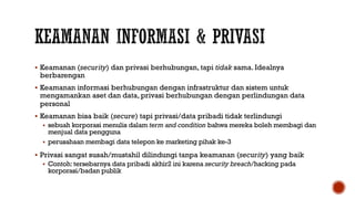 Keamanan Informasi dan Perlindungan Data Pribadi | PDF