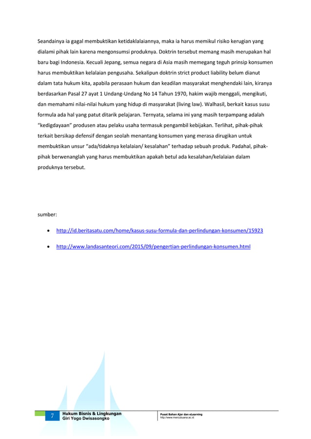 HBL,9,Giri Yogo,Hapzi Ali,Perlindungan konsumen dan perlidungan hukum,Universitas Mercu Buana ...