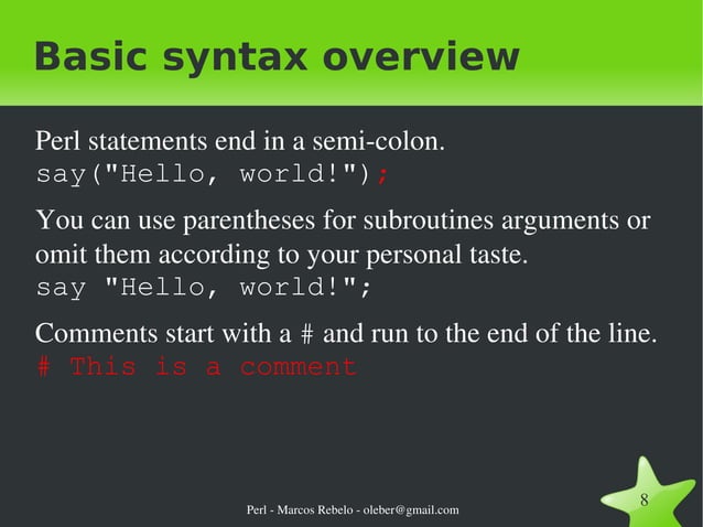 Perl Introduction | ODP | Programming Languages | Computing