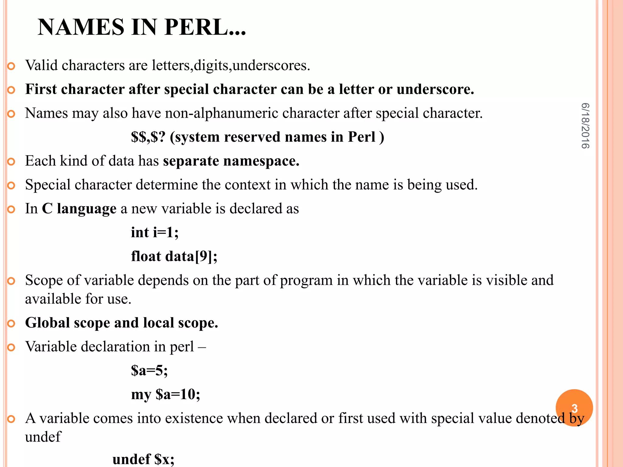 Perl names values and variables | PPT Perl names values and variables | PPT