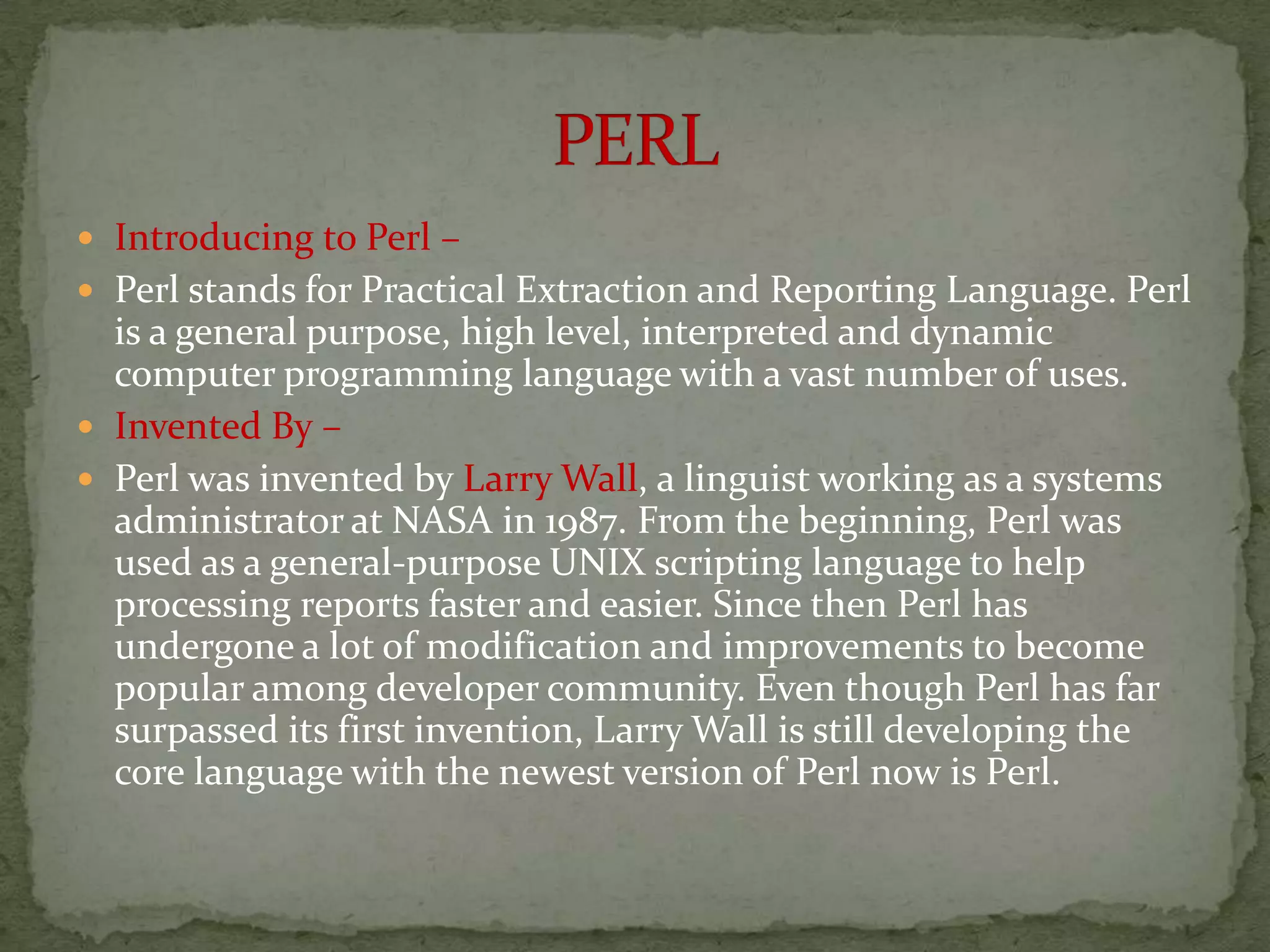 Perl slid | PPT