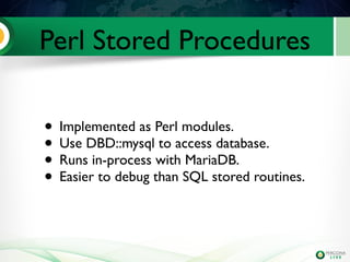 Using Perl Stored Procedures for MariaDB | PDF