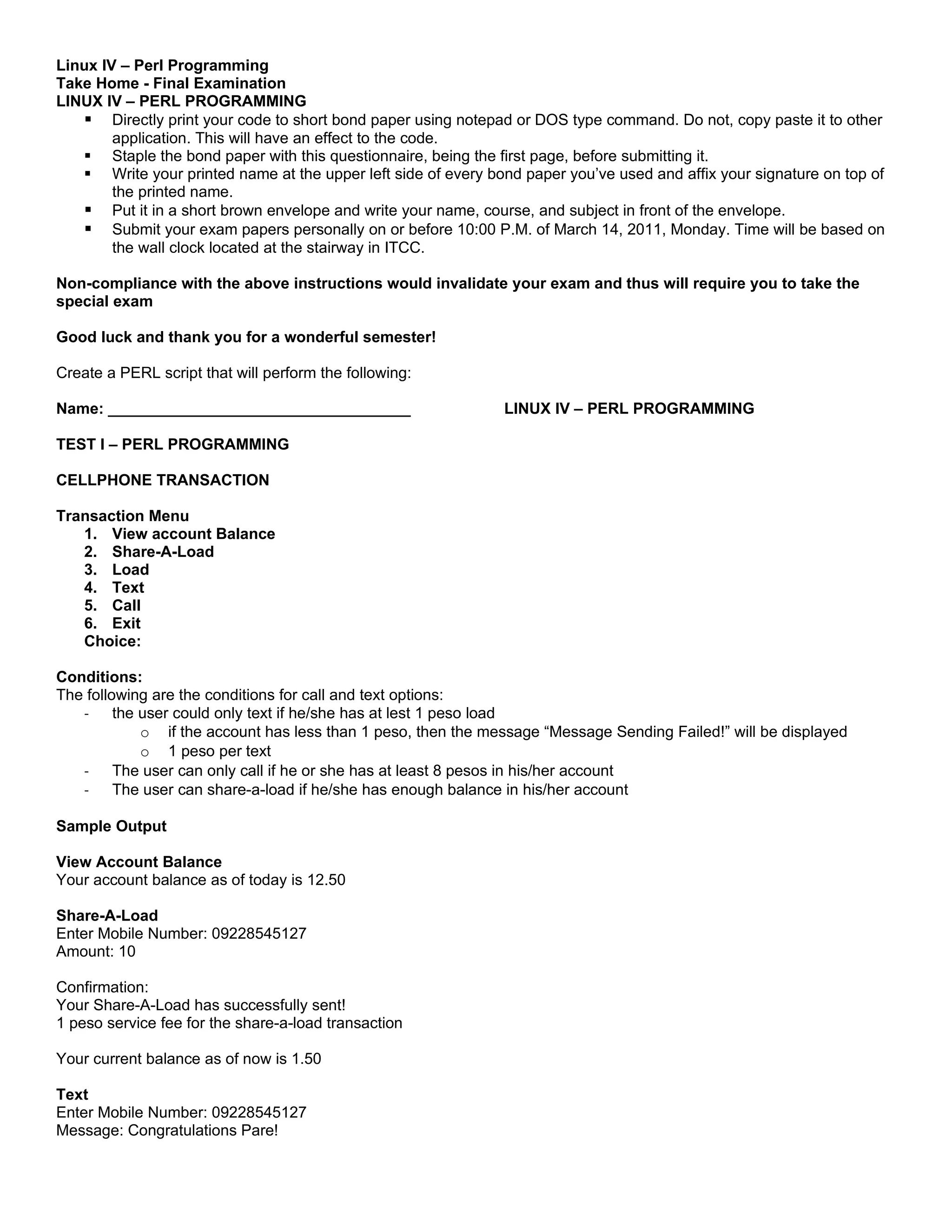 Perl take home final exam | DOC