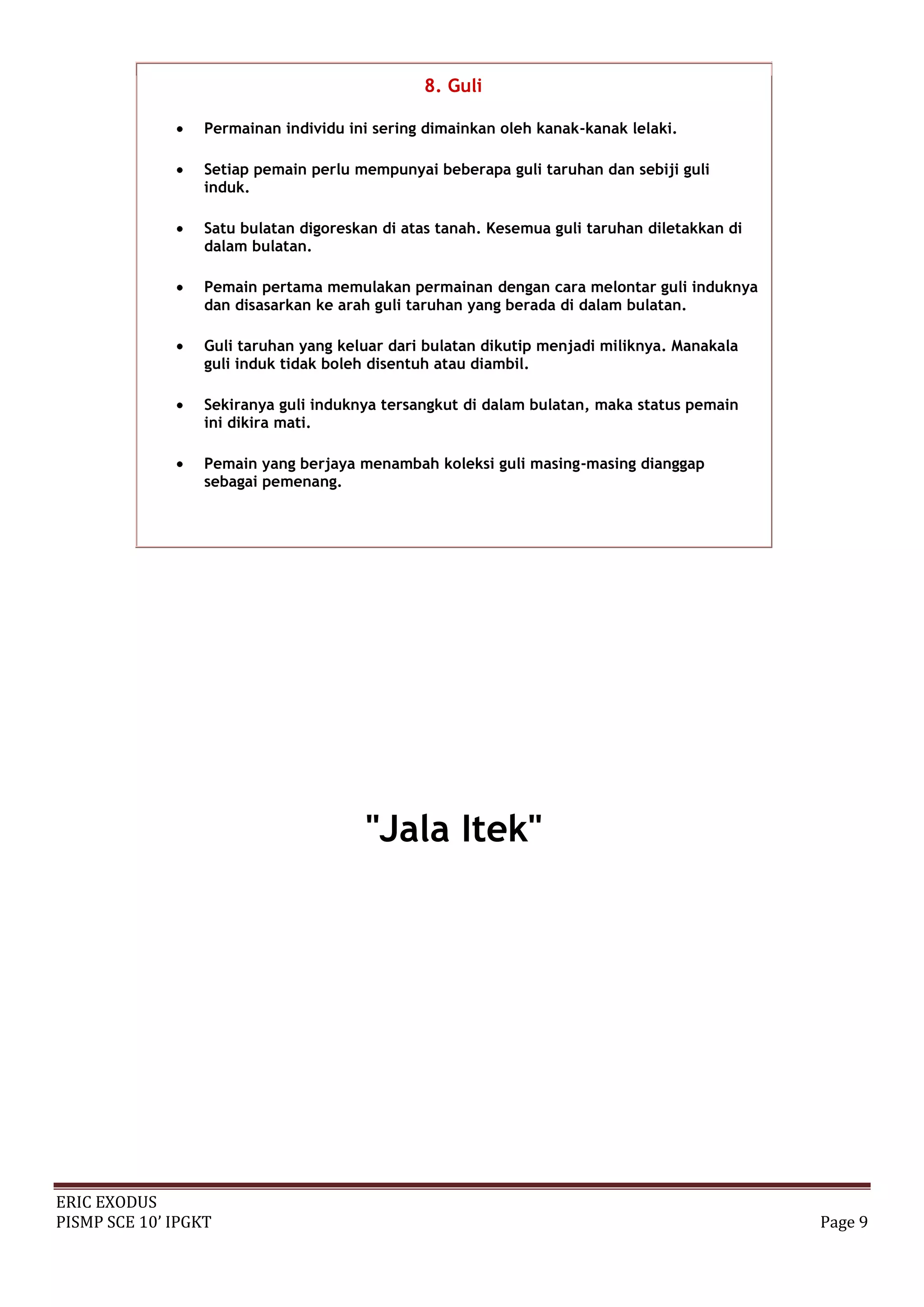 Permainan tradisional malaysia | DOCX