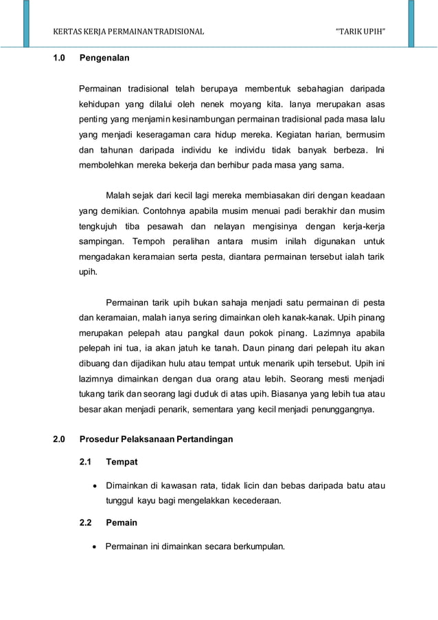 Permainan upih baru 4 team | DOCX