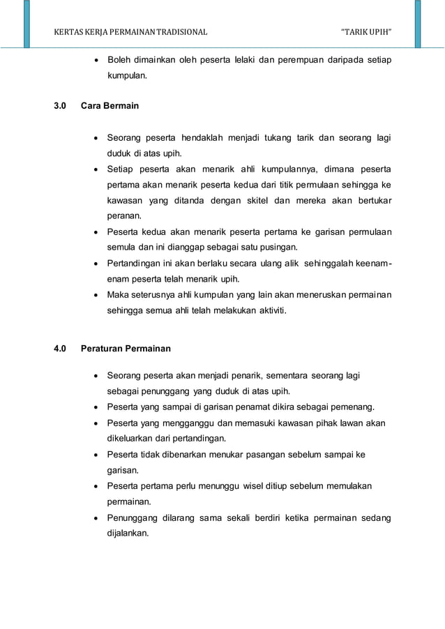 Permainan upih baru 4 team | DOCX