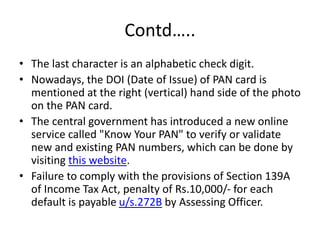 Permanent account number | PPTX | Credit Cards | Personal Debt