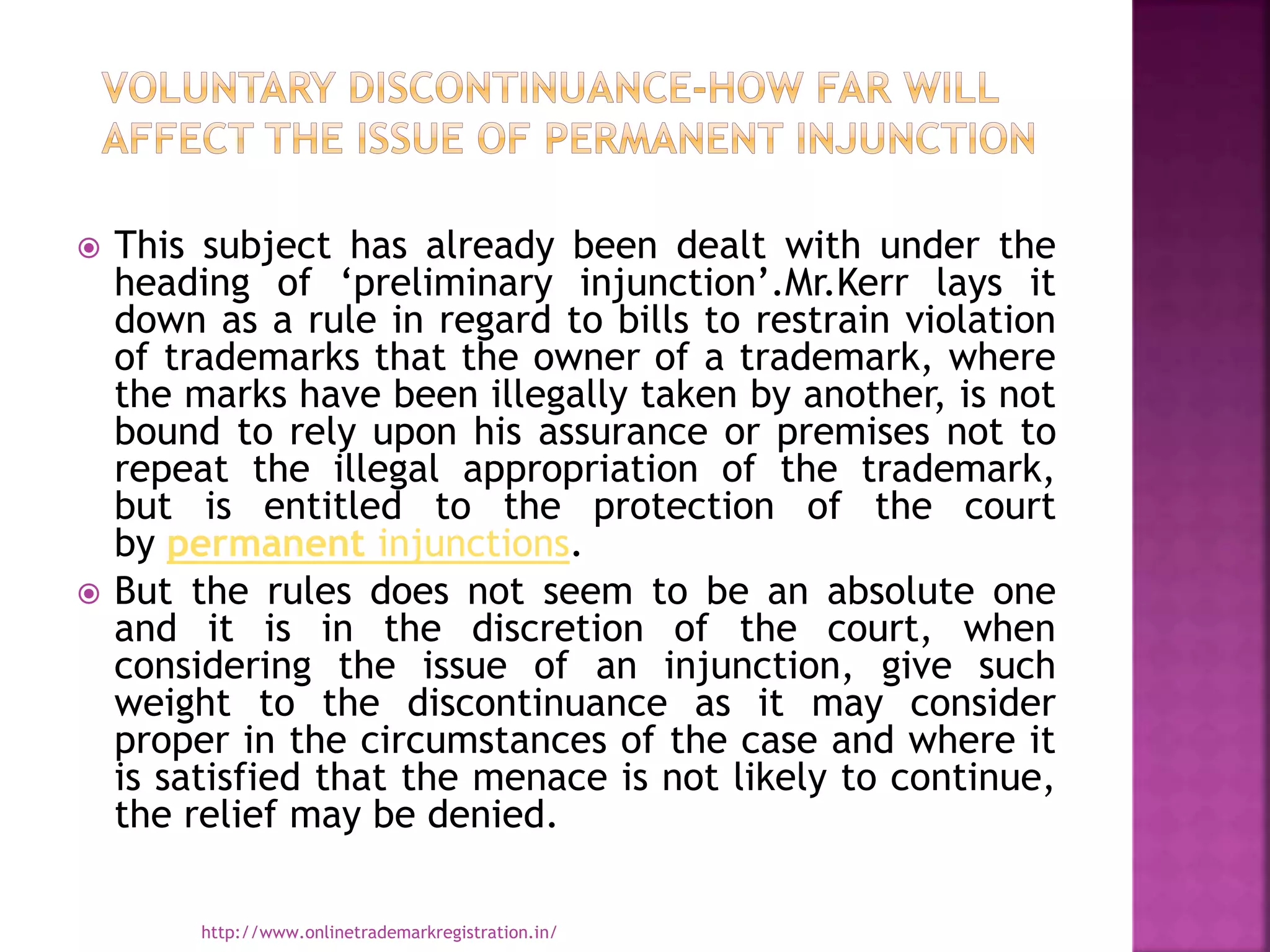 Permanent injunction of trademark | PPTX