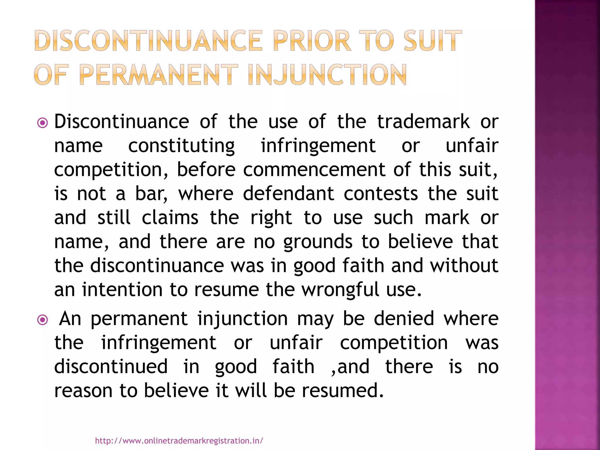 Permanent injunction of trademark | PPTX