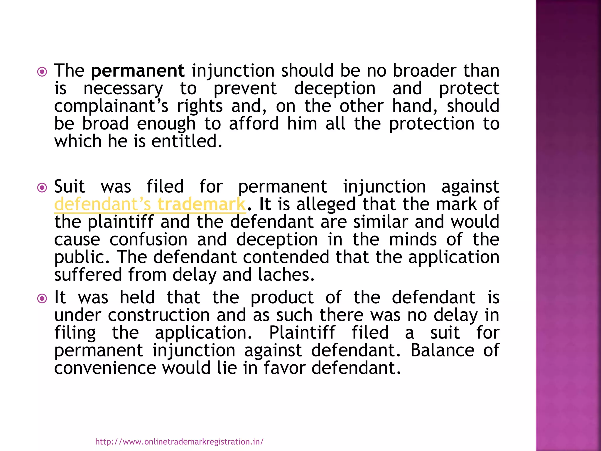 Permanent injunction of trademark | PPTX