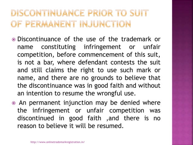 Permanent injunction of trademark | PPTX | Law
