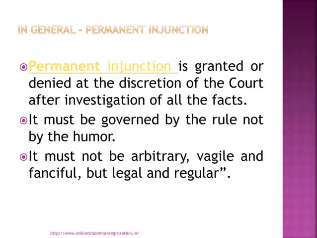 Permanent injunction of trademark | PPTX | Law