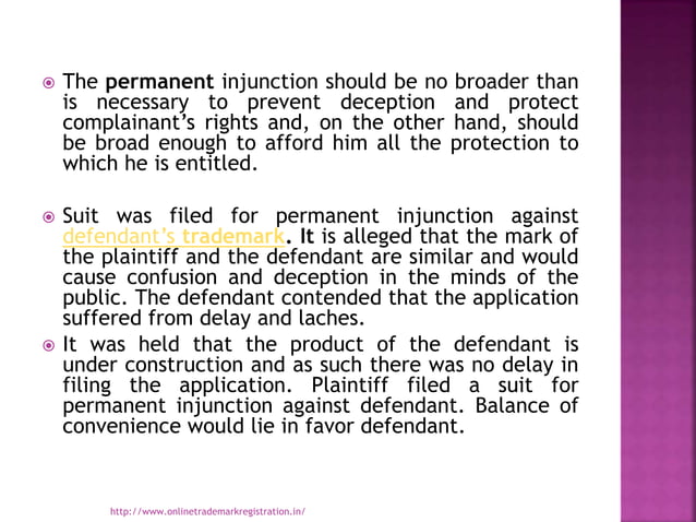 Permanent injunction of trademark | PPTX | Law
