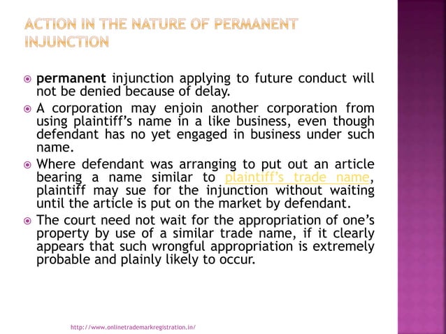 Permanent injunction of trademark | PPTX | Law