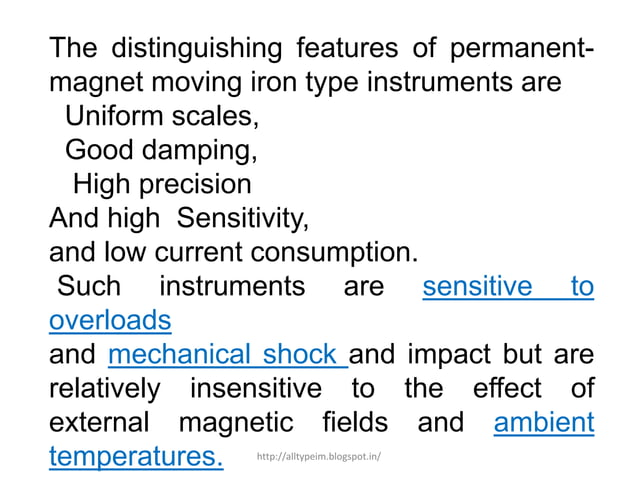 Permanent magnet moving iron type instruments | PPTX | Physics | Science