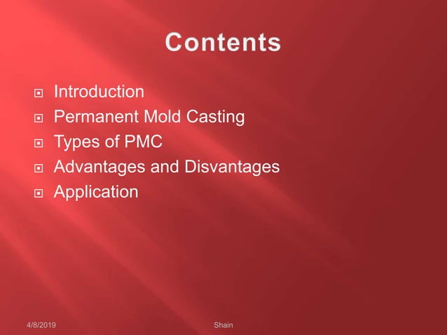 Permanent mold casting | PPTX