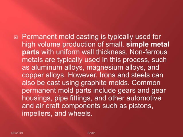 Permanent mold casting | PPTX