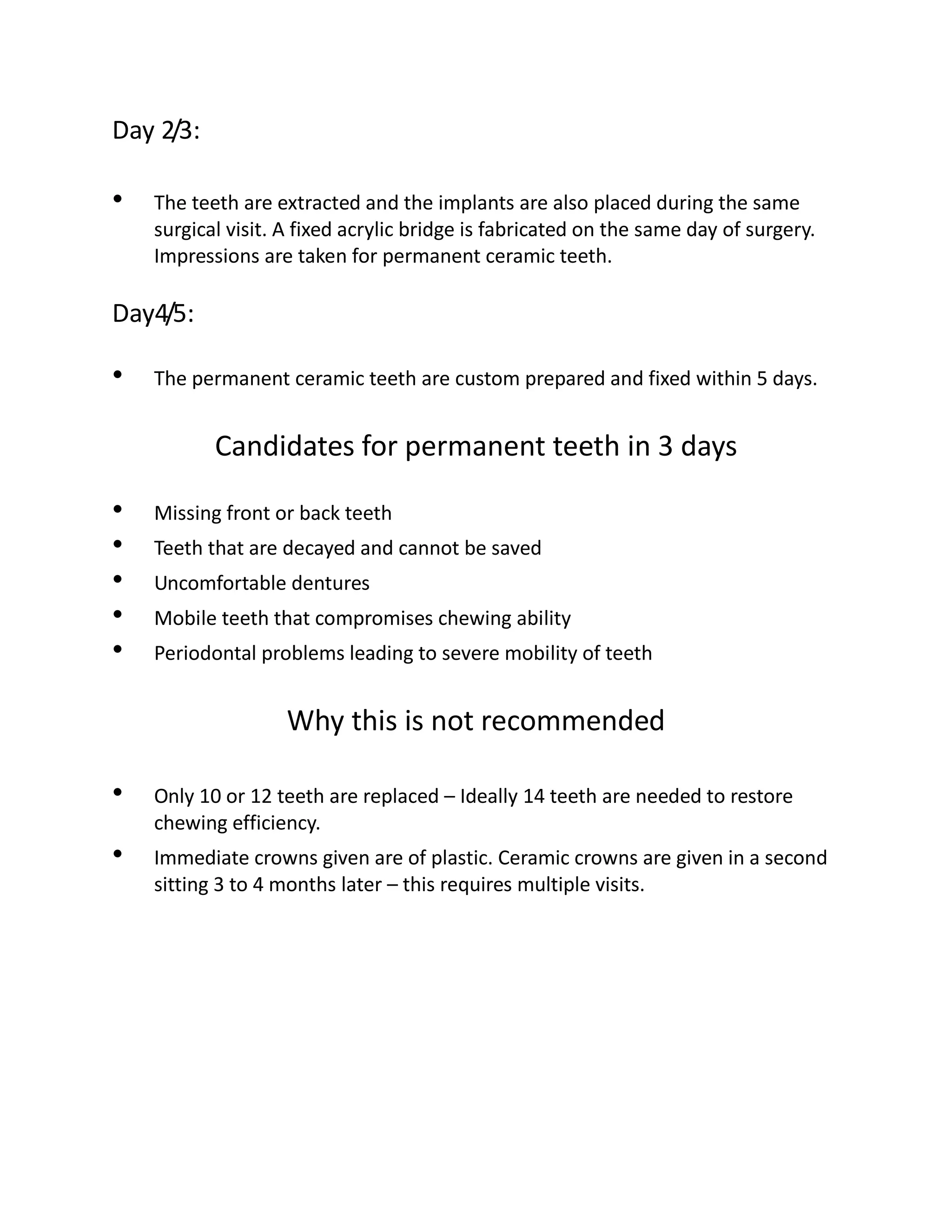 Permanent teeth in 3 days technique | PDF