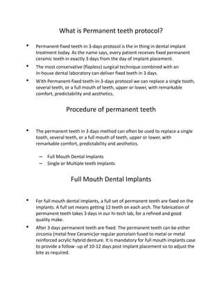 Permanent teeth in 3 days technique | PDF