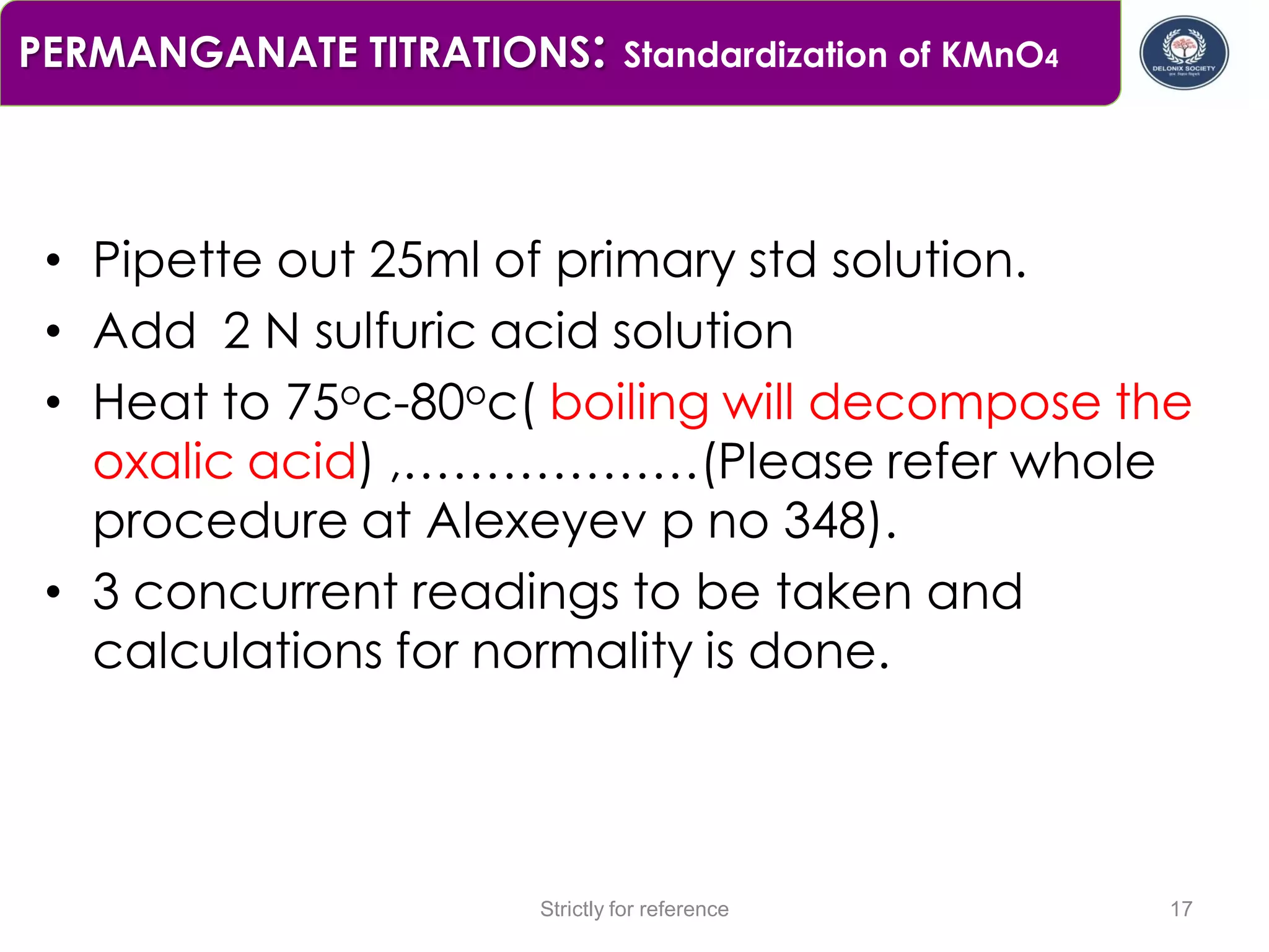 Permanganate titration by krishna baokar | PDF
