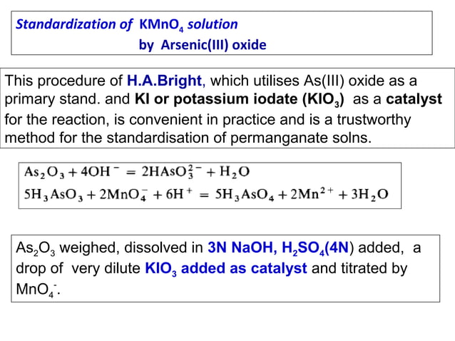 Permanganometry, iodometry in analytical technique, P K MANI | PPT