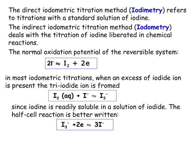 Permanganometry, iodometry in analytical technique, P K MANI | PPT