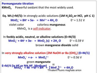 Permanganometry, iodometry in analytical technique, P K MANI | PPT