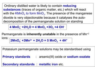 Permanganometry, iodometry in analytical technique, P K MANI | PPT