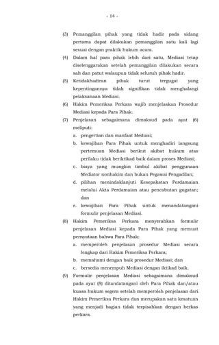 Sosialisasi PERMA No 1 Tahun 2016 Tentang Prosedur Mediasi di Pengadilan | PDF